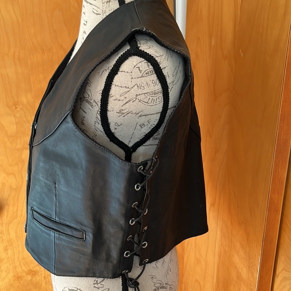 Unik | Jackets & Coats | Unik Black Leather Vest With Side Ties | Poshmark